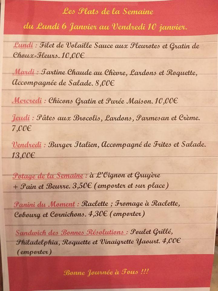 Menu at L'Art Chez Noé, Florennes