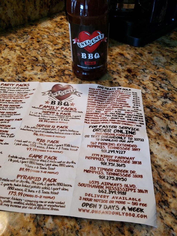 Menu at One & Only BBQ, Southaven