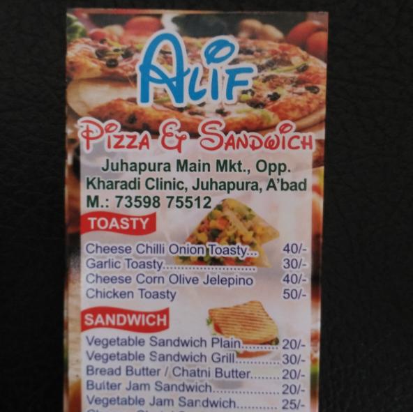 Menu at Alif Pizza And Sandwich, Ahmedabad