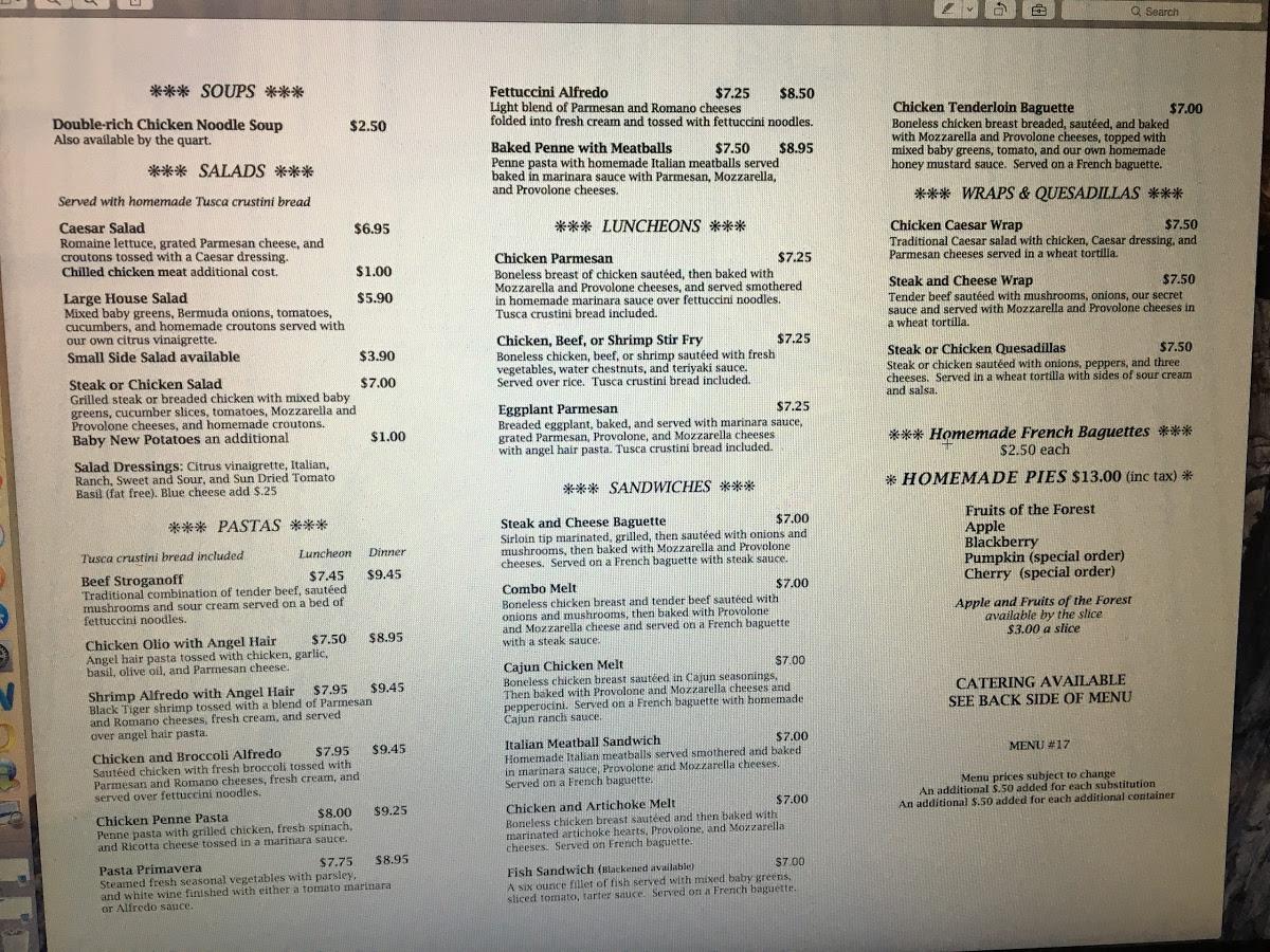 Menu at Eric's Gourmet restaurant, New Brighton