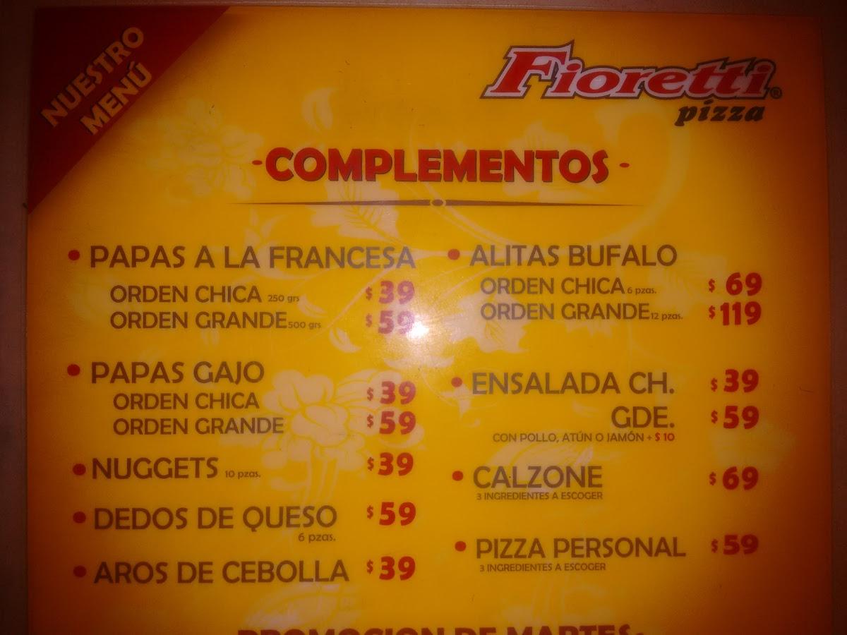 Menu at Fioretti pizza Parques de Santa Cruz restaurant, Tlaquepaque