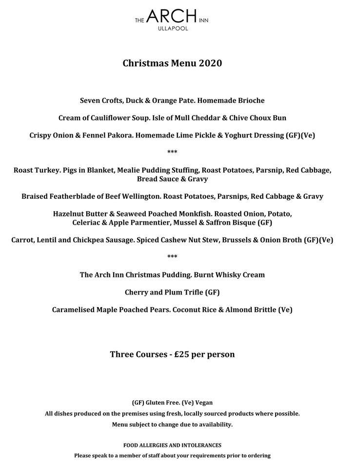 Menu at The Arch Inn pub & bar, Ullapool