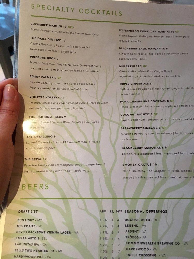 Menu at The Daily Kitchen & Bar, Richmond, W Broad St