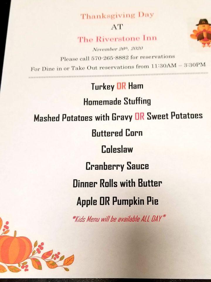 Menu at The Riverstone Inn pub & bar, Towanda, 47 Leisure Dr