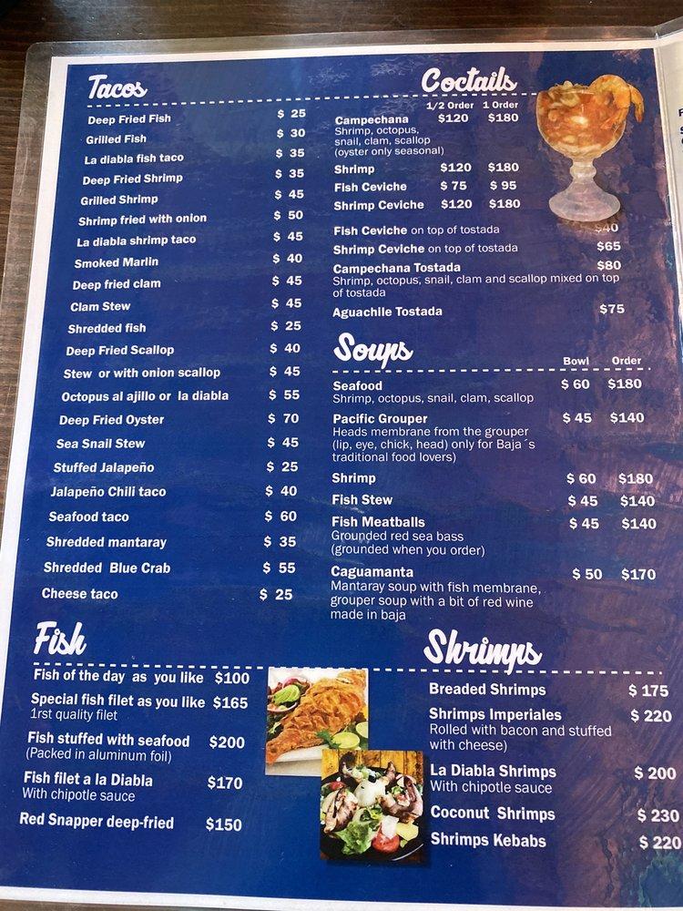 Menu at Mc-Fisher restaurant, La Paz