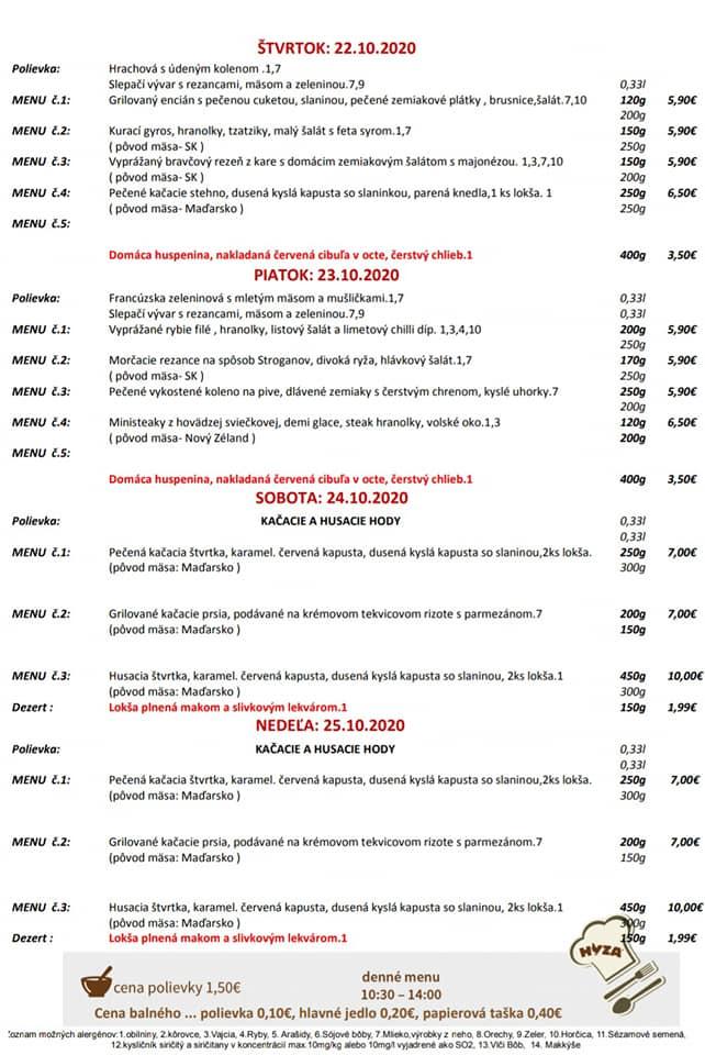 Menu at Reštaurácia Koníček restaurant, Žilina, Hlinská 2591