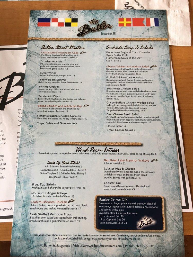 Menu at The Butler pub & bar, Saugatuck, 40 Butler St