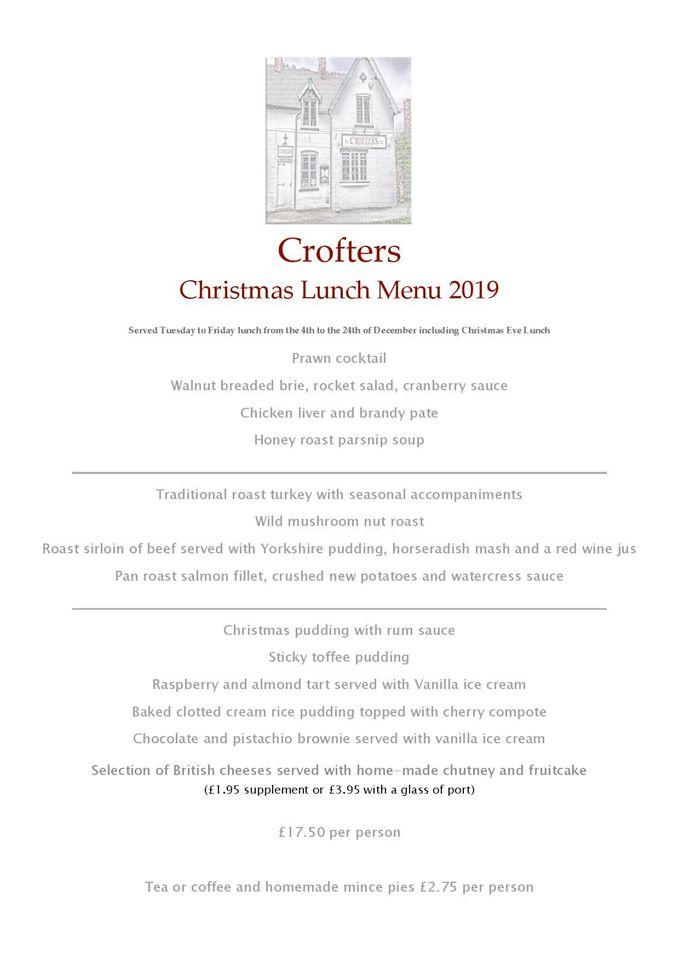Menu at Crofters Restaurant, Hull