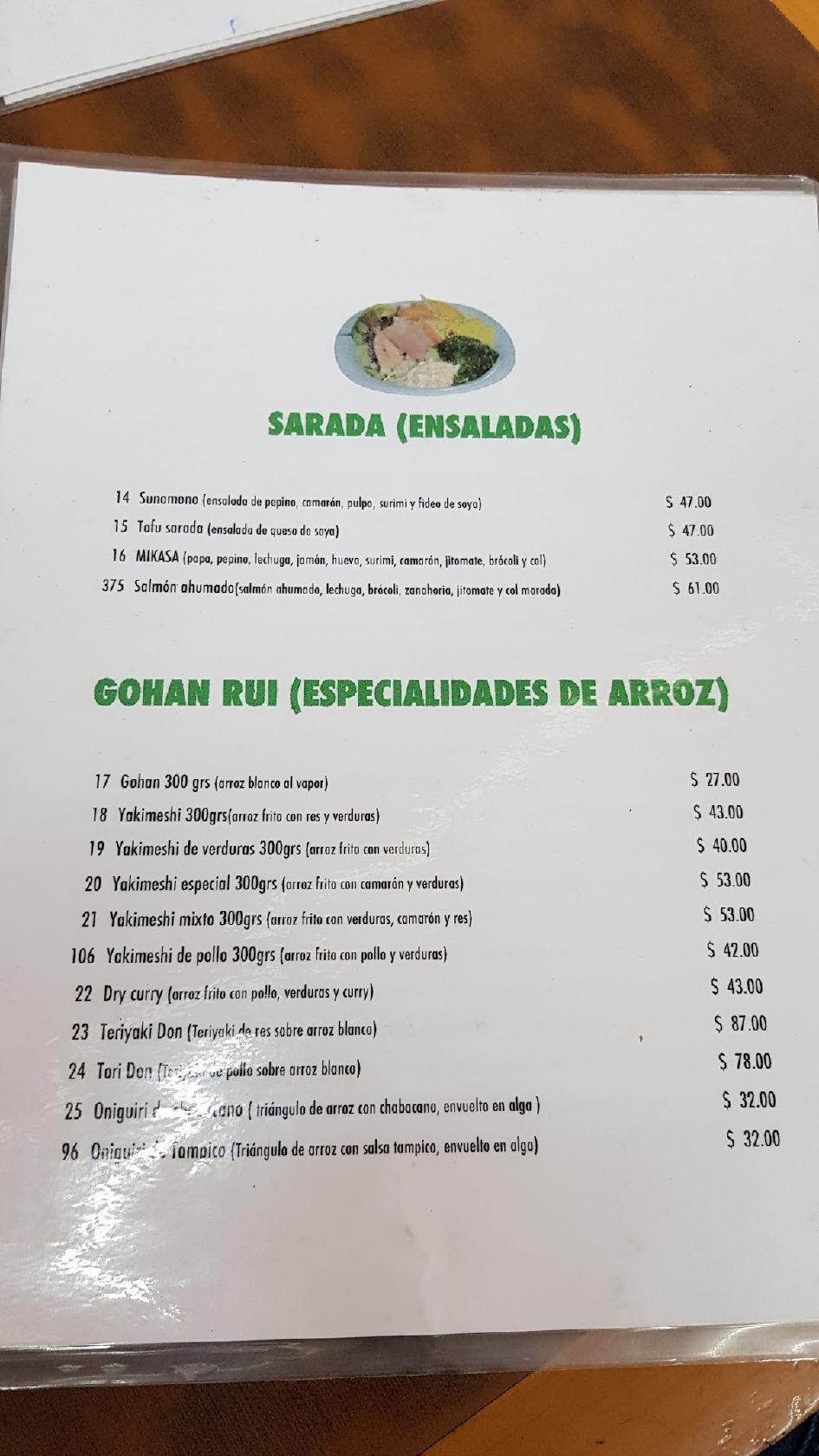 Carta del restaurante MiKasa, Córdoba