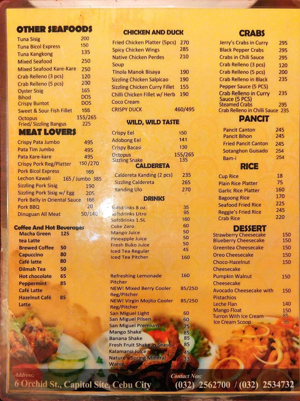 Menu at STK ta Bay! BBQ, Cebu City, 6 A. Climaco St