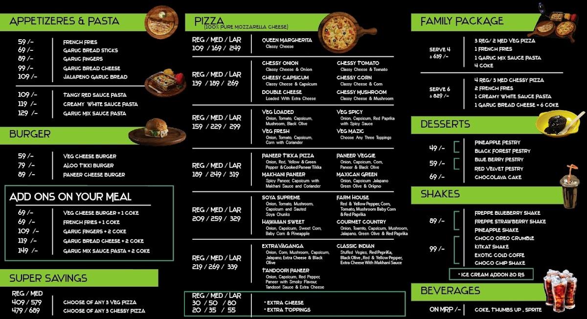 Menu at The Perfect Slice, Datia