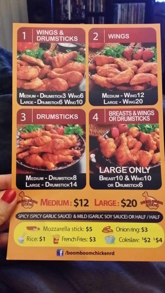 Menu at Boom Boom Chicken restaurant, Rutherford
