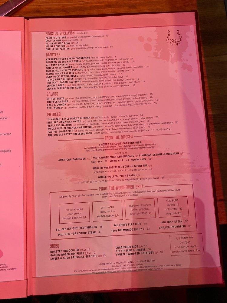Menu at International Smoke BBQ, Las Vegas