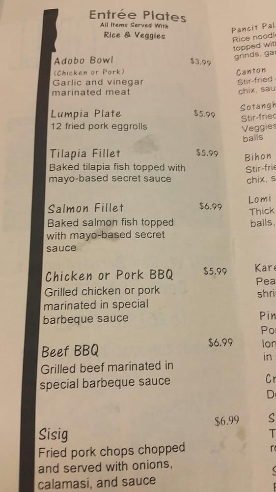 Menu at Nova's Grill Filipino Fast Food, Covina