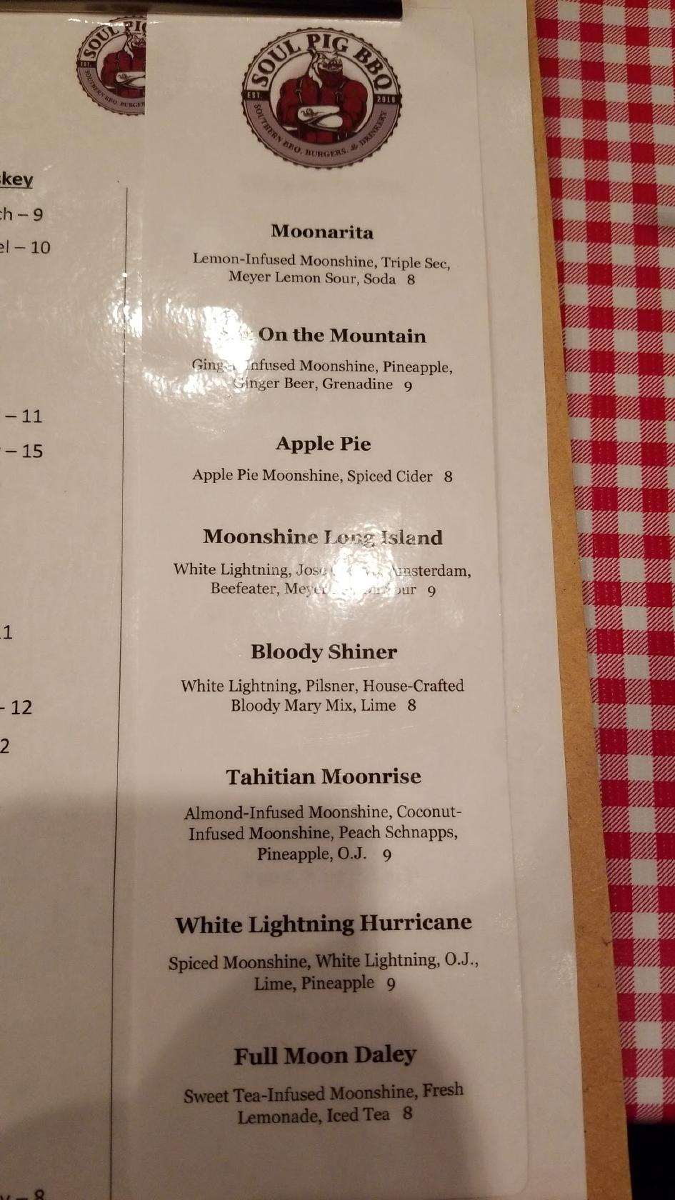Menu at Soul Pig BBQ, Decatur