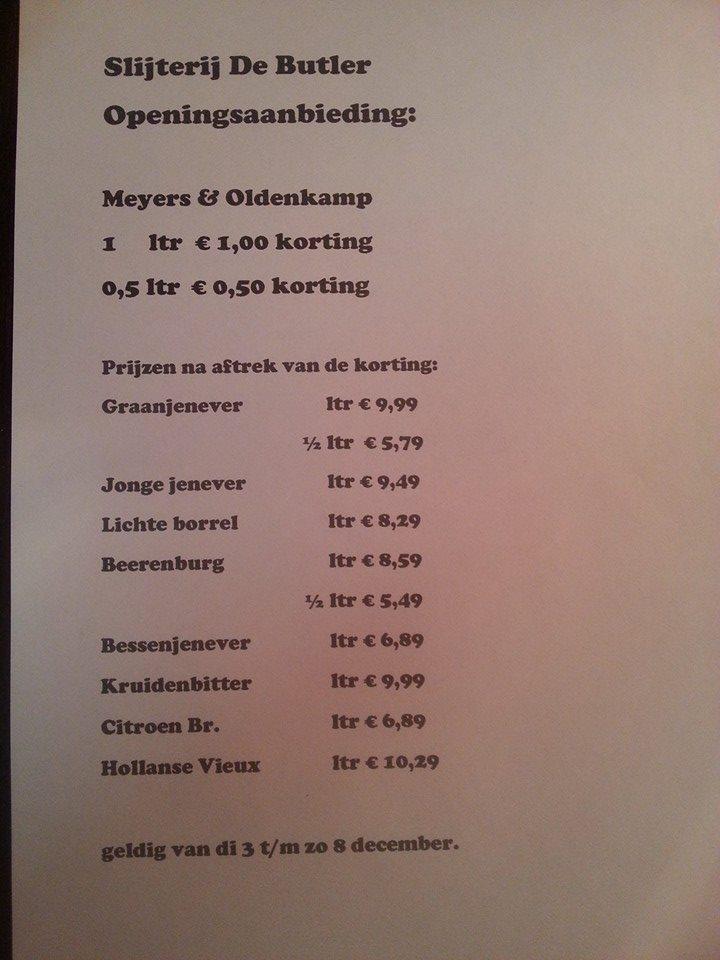 Menu at the Butler, Uithuizen