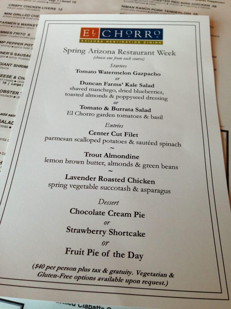 Menu at El Chorro pub & bar, Paradise Valley