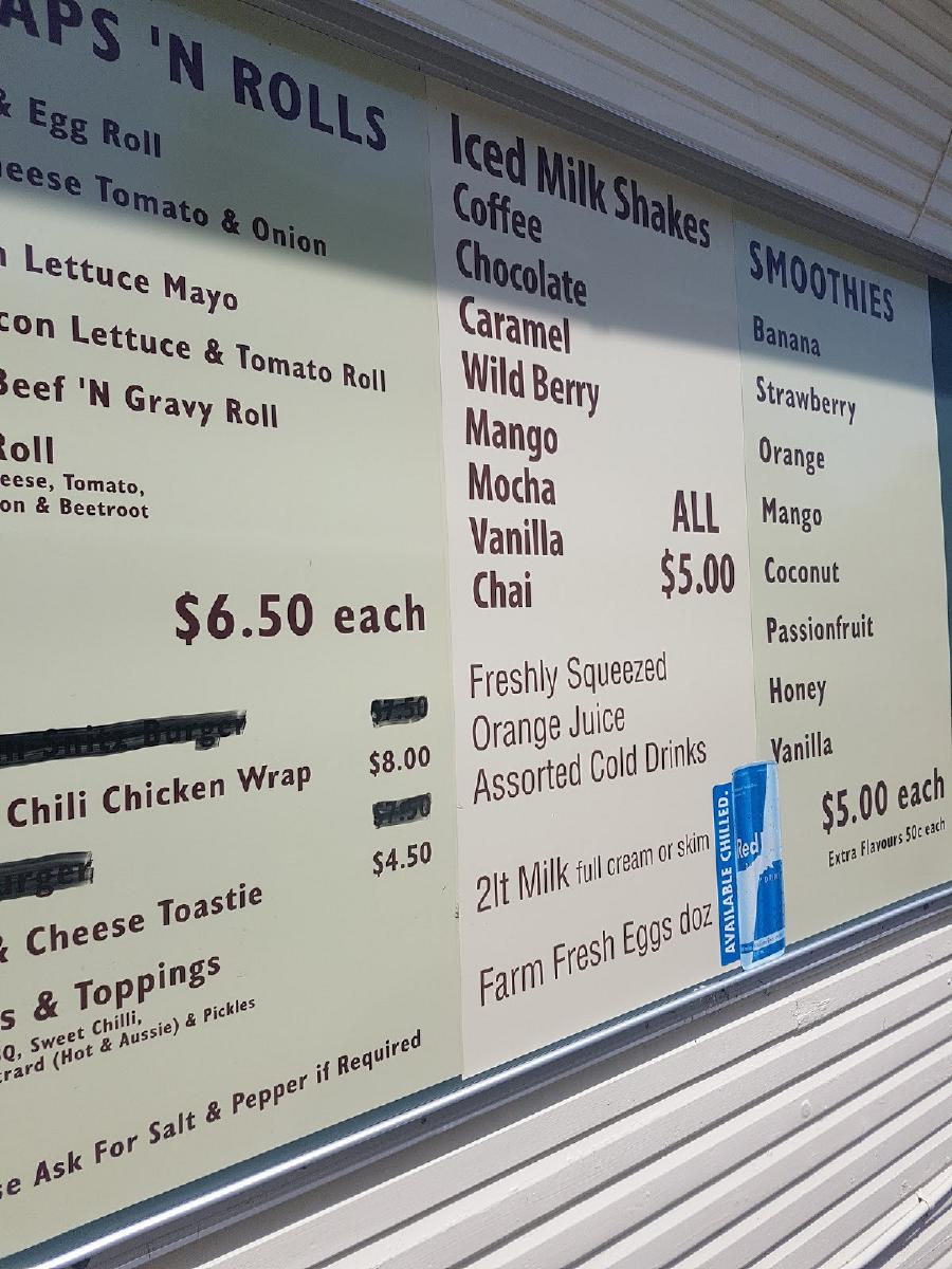 Menu at North Tamworth Coffee Express cafe, North Tamworth