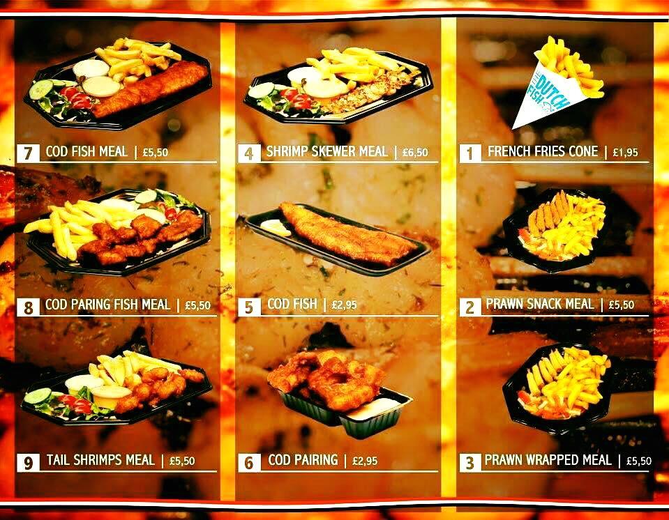 Menu at The Dutch Fishmen restaurant, Manchester