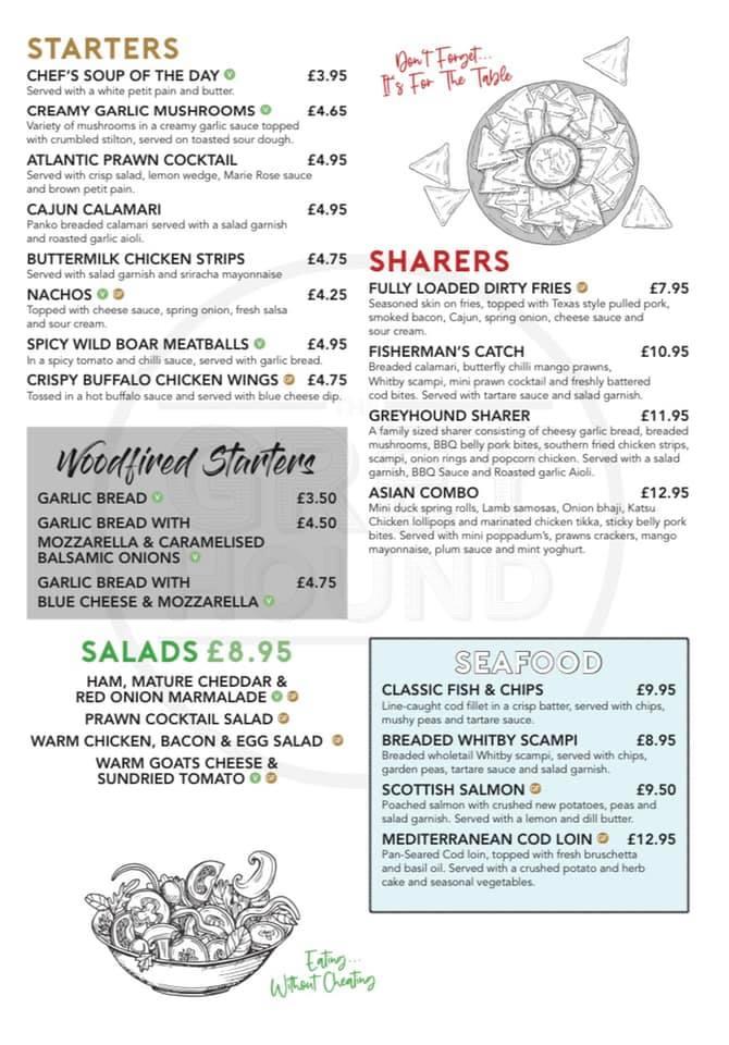 Menu at The Greyhound Inn pub & bar, Swadlincote, 149 Ashby Rd