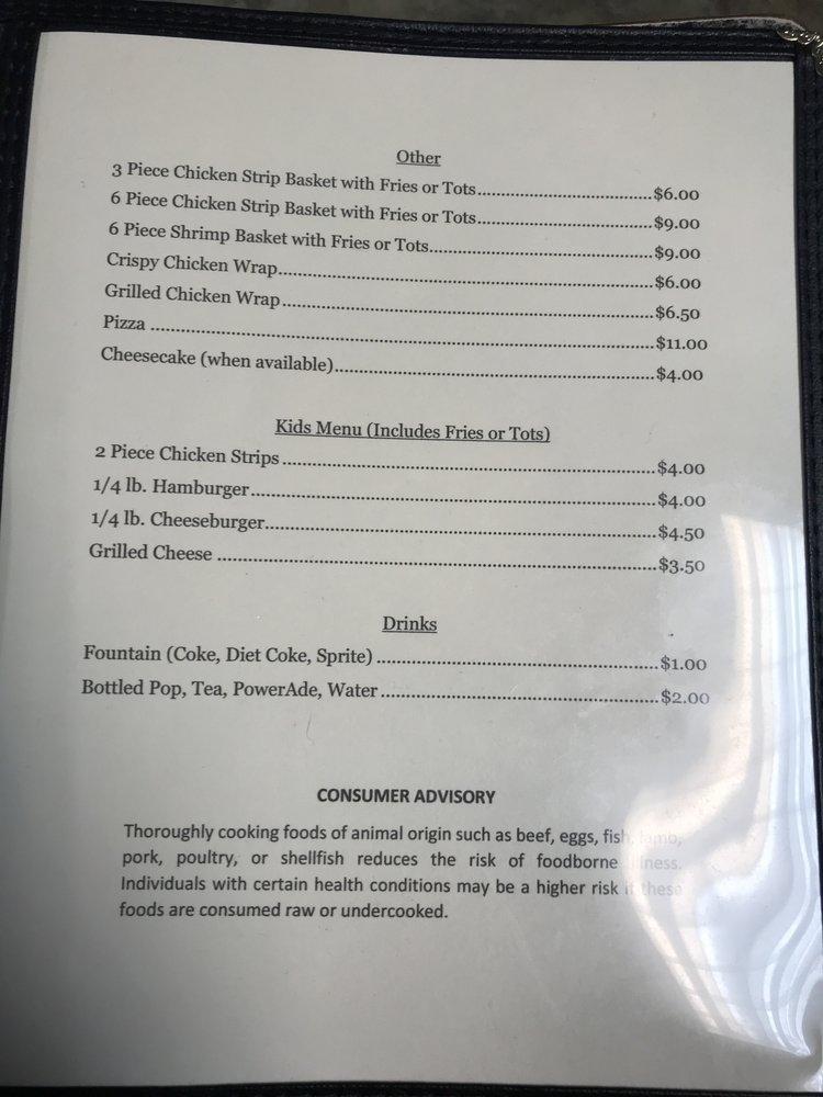 Menu at Onawa Country Club, Onawa