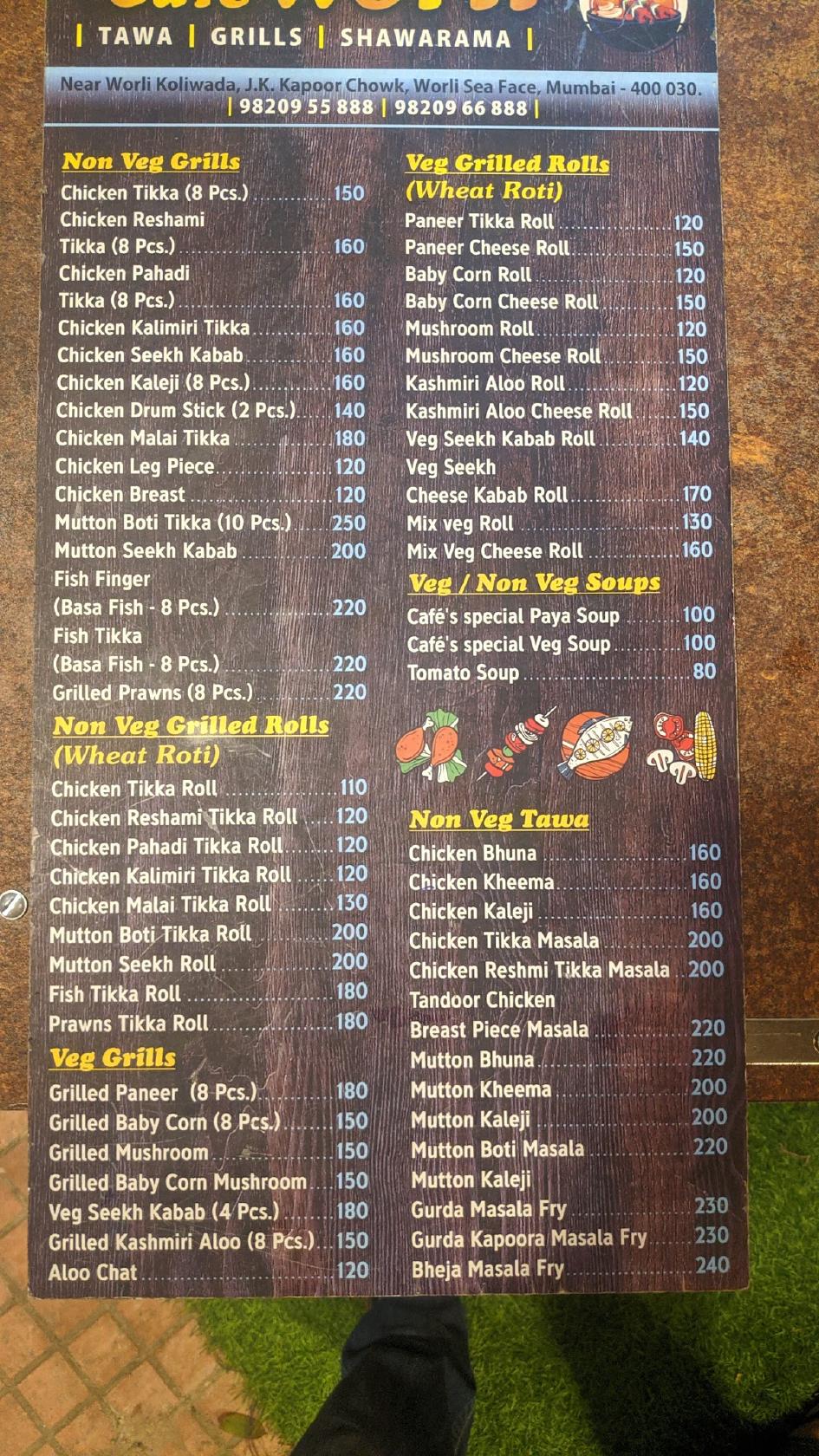 Menu at Cafe Worli, Mumbai