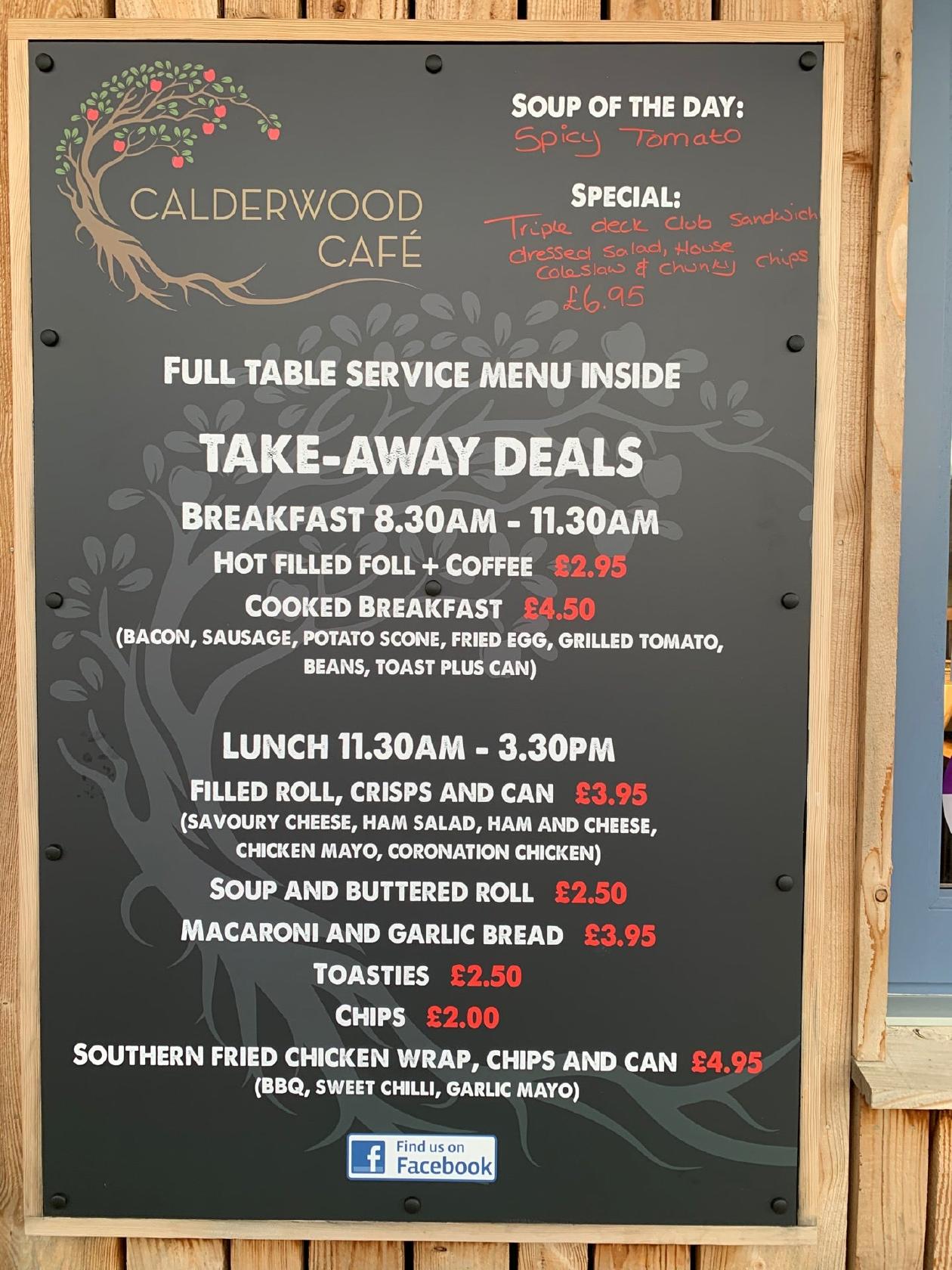 Menu at Calderwood Cafe, Livingston