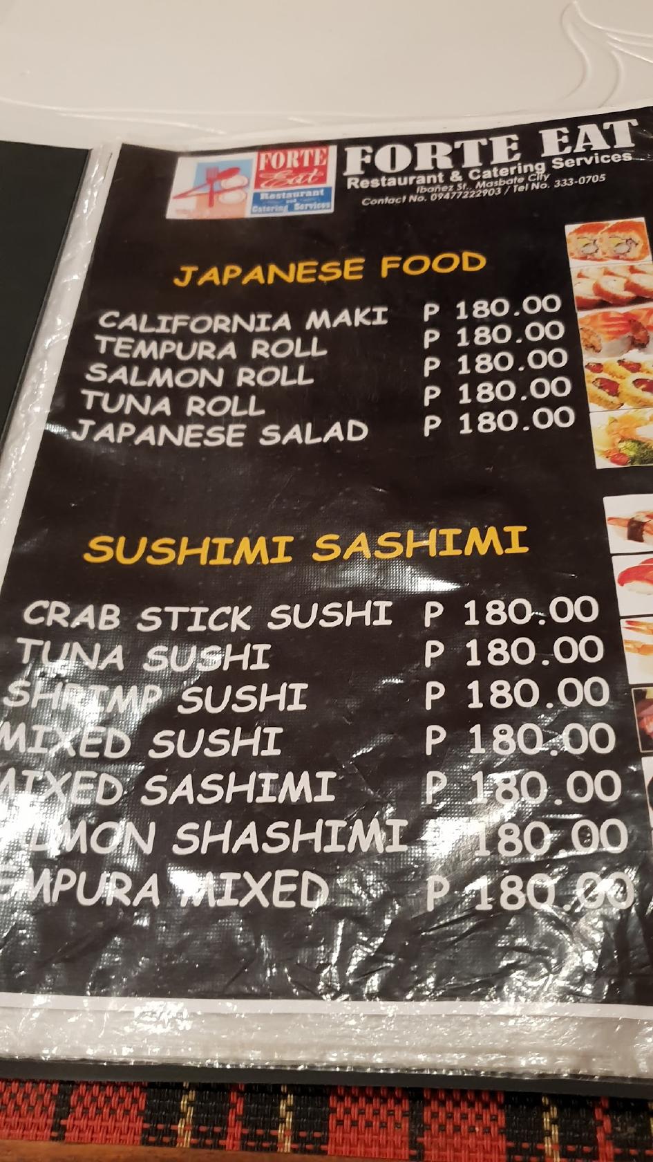 Menu at Forte Eat restaurant, Masbate City