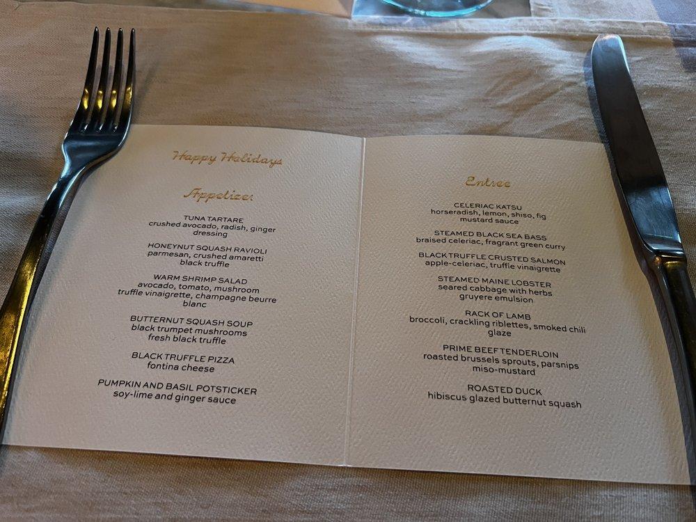 Menu at Marigold by Jean-Georges restaurant, Keswick