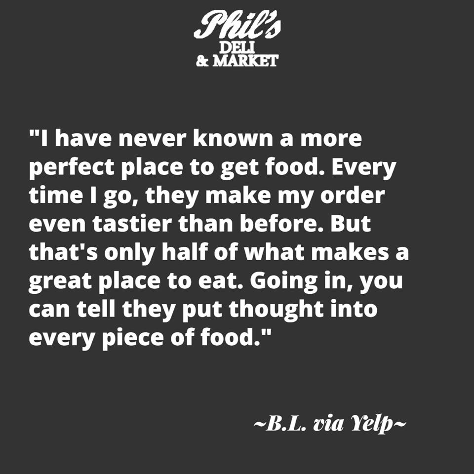 Menu at Phil's Deli and Market restaurant, Cherry Hill