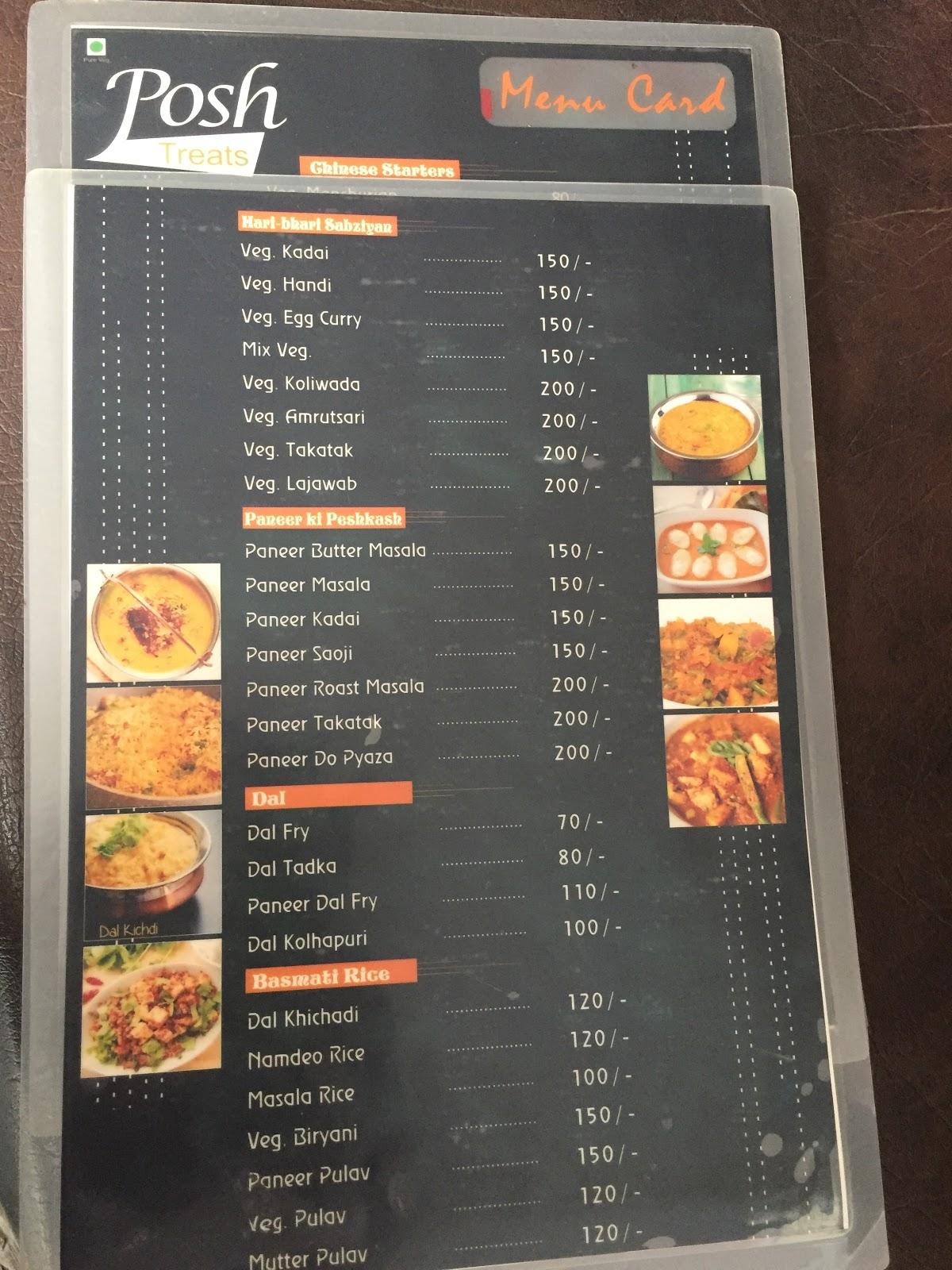 Menu at Posh Treats Restaurant, Hinganghat