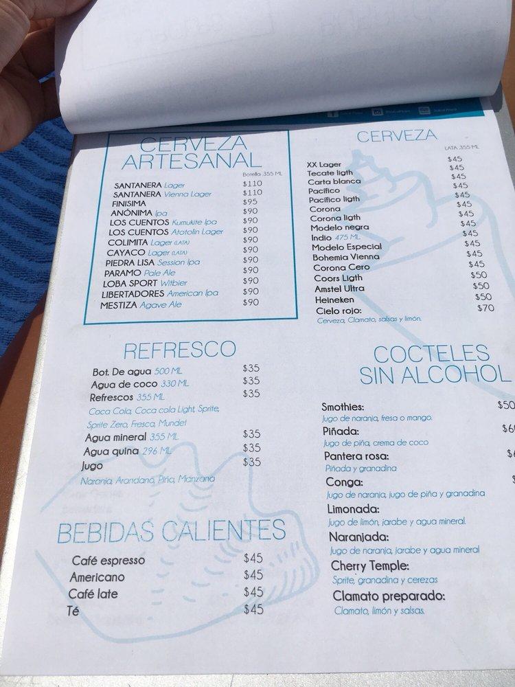 Menu at Sabal Playa Beach Club, Nuevo Vallarta