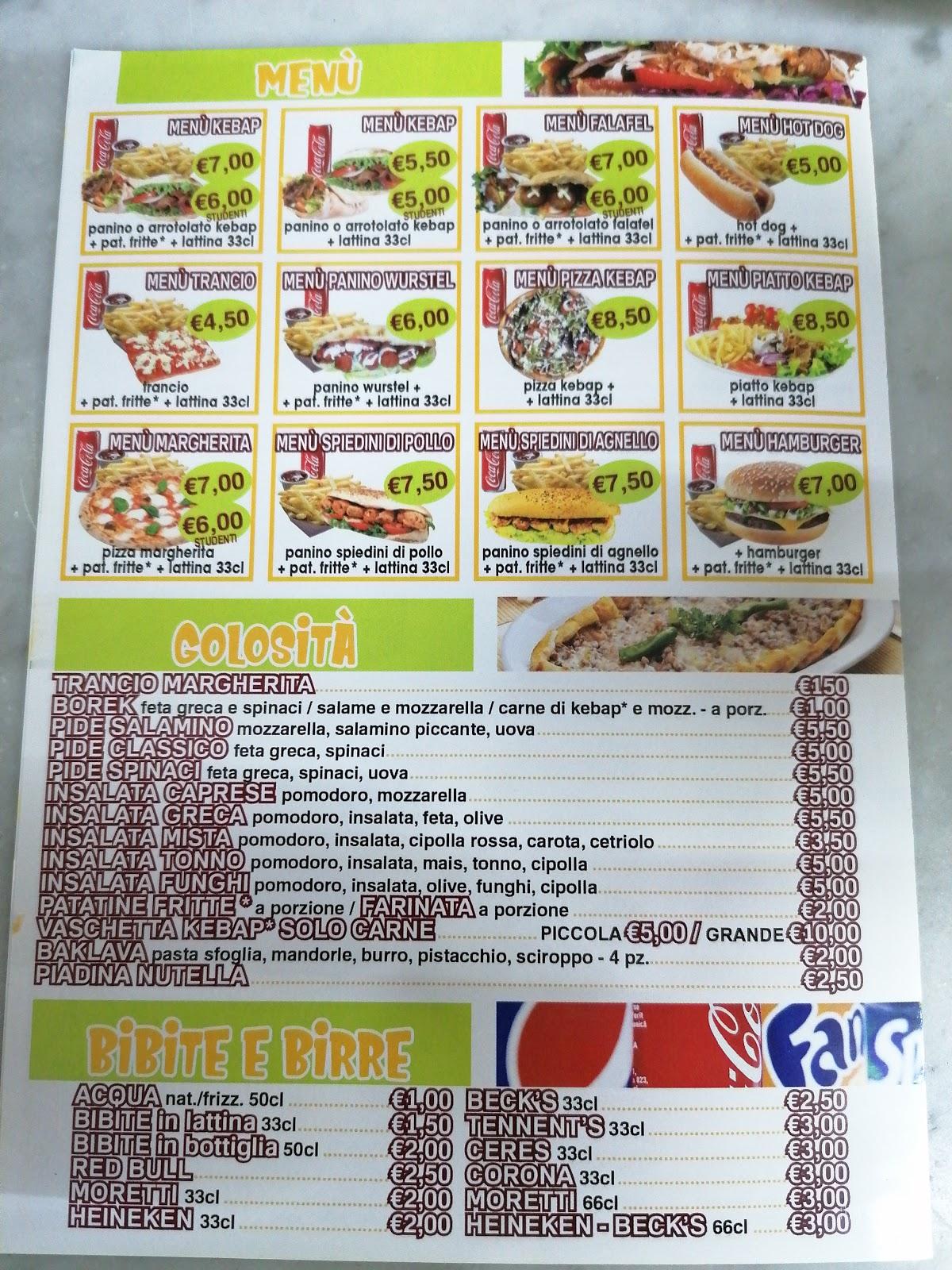 Menu at RAFFAELLO PIZZERIA KEBAP, Turin