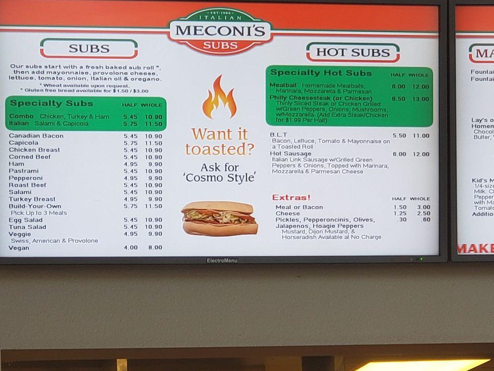 Menu at Meconi's Italian Subs restaurant, Lacey, Lacey Blvd SE