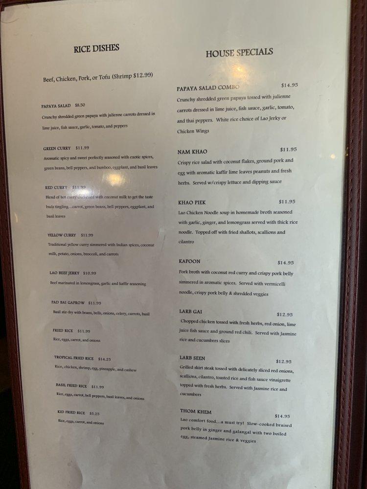 Menu at Pho Real restaurant, Indianapolis