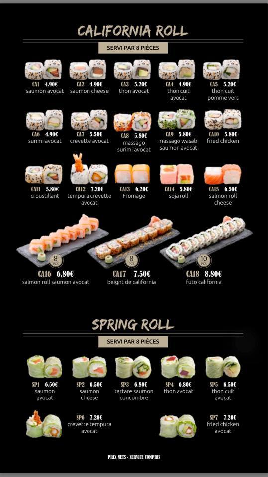 Menu at ACE SUSHI restaurant, Saint-Brieuc, 43 Rue de Gouédic