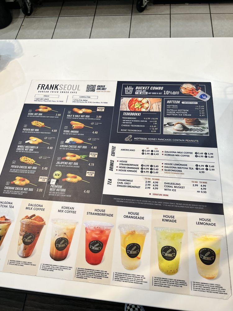 Menu at Frankseoul restaurant, Carrollton