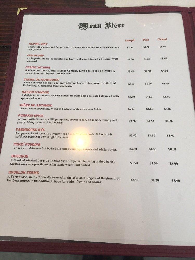 Menu at Red Hawk Brewing, Syracuse