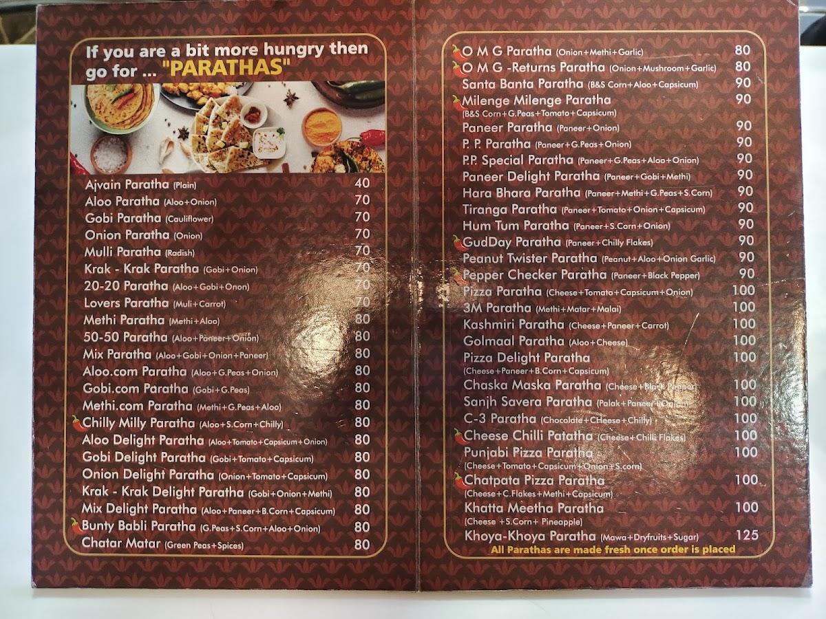 Menu at Rishi’s Paratha Plaza Sanjay Nagar, Bengaluru