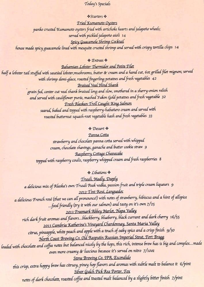 Menu at Suite 100 Restaurant Bar & Lounge, Anchorage