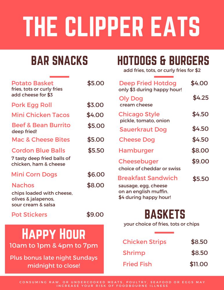 Menu at The Clipper pub & bar, Olympia