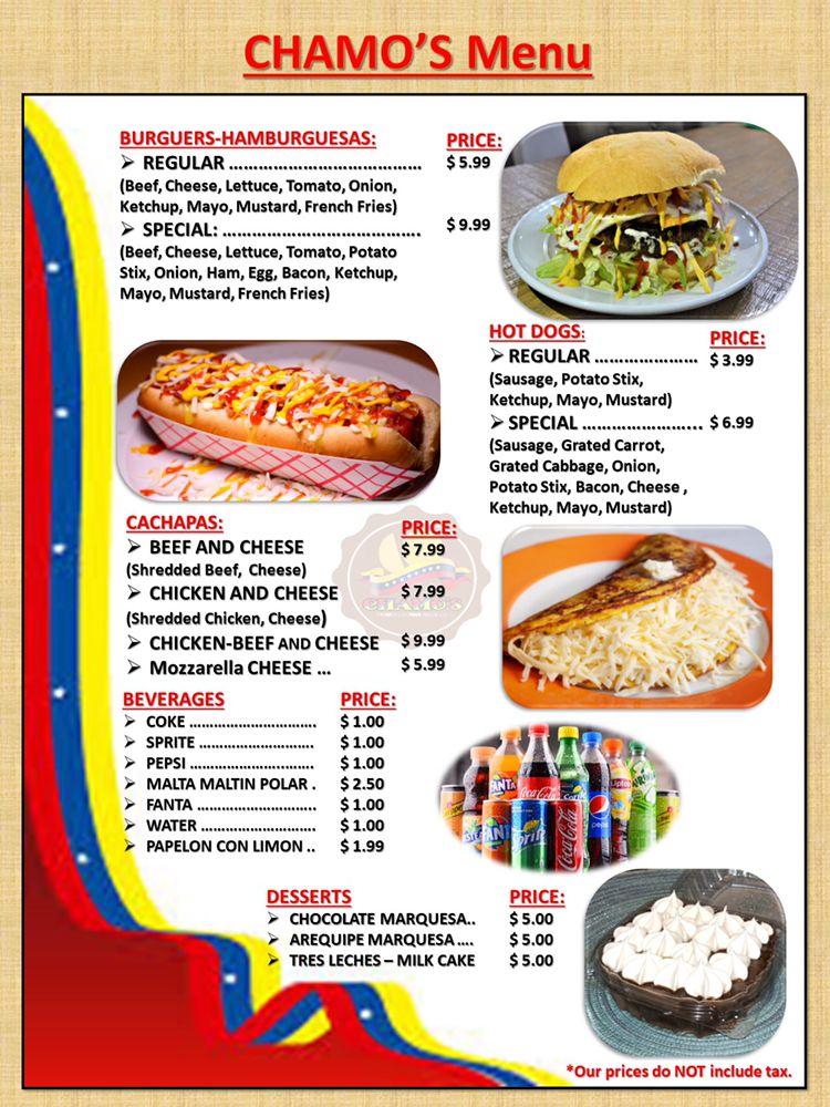 Menu at Chamo’s Venezuelan Food Truck LLC restaurant, Baton Rouge