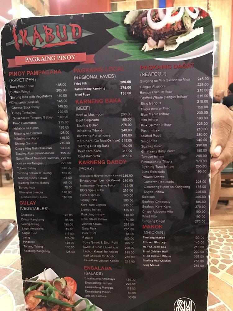 Menu at Ikabud pub & bar, Angeles, Rictofin Road