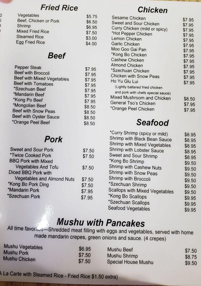 Menu at New Dragon restaurant, Albuquerque