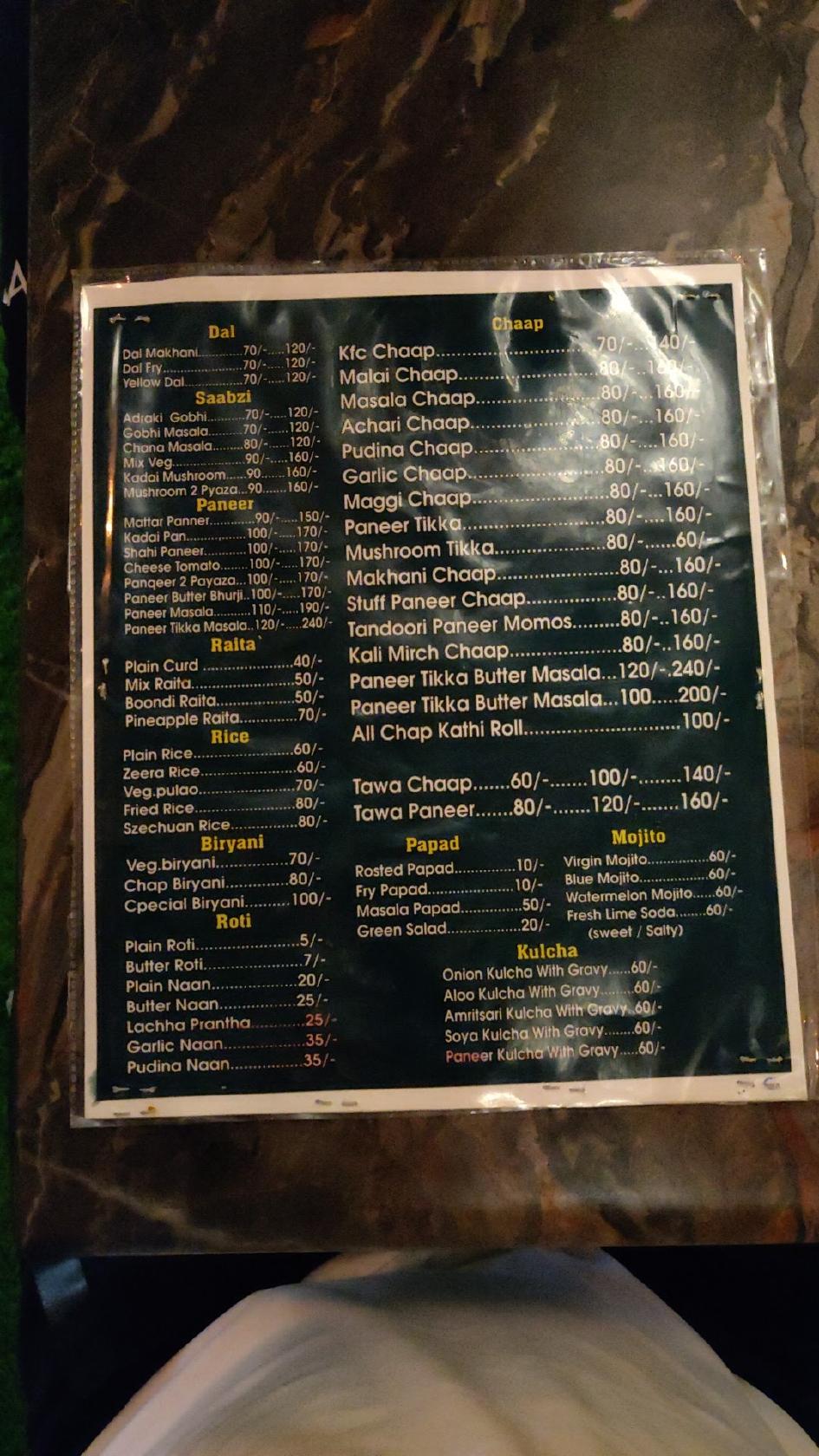 Menu at Soya cafe the family point, Hoshiarpur