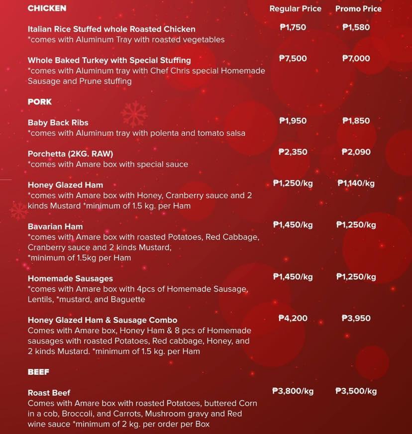Menu at Amare by Chef Chris restaurant, Angeles, Royce Hotel M. A ...