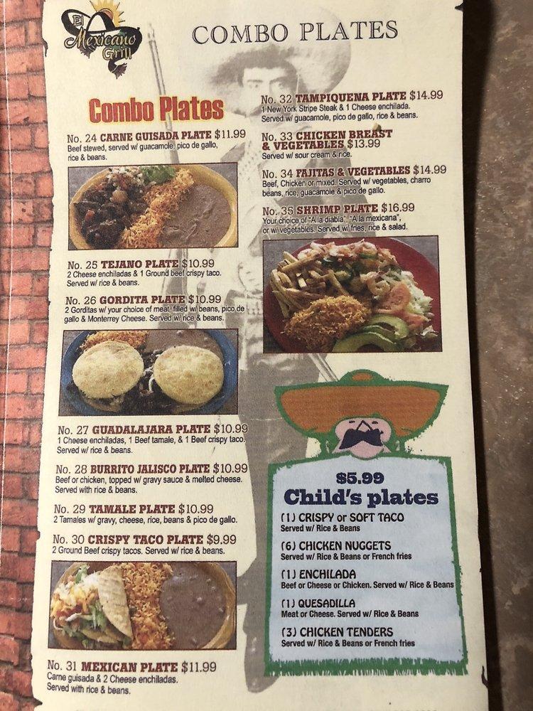 Menu at El Mexicano Grill restaurant, Smithville, N W Loop 230