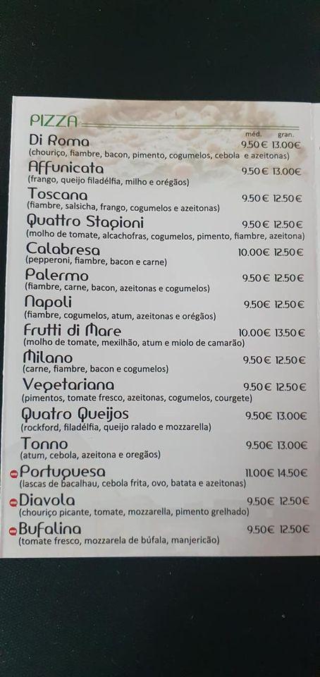 Menu em Mangiare Di Roma, Lda. restaurante, Monção, Urbanização Da Boavista