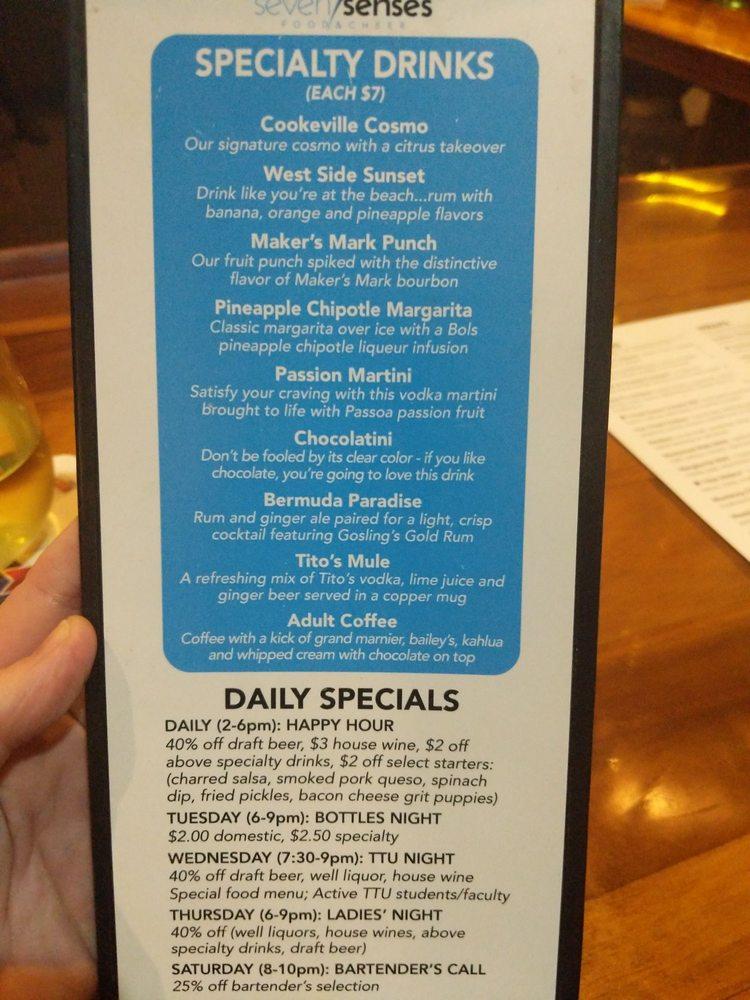Menu at Seven Senses Food & Cheer restaurant, Cookeville
