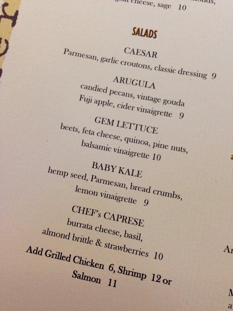 Menu at Sinder Lounge restaurant, Marina del Rey